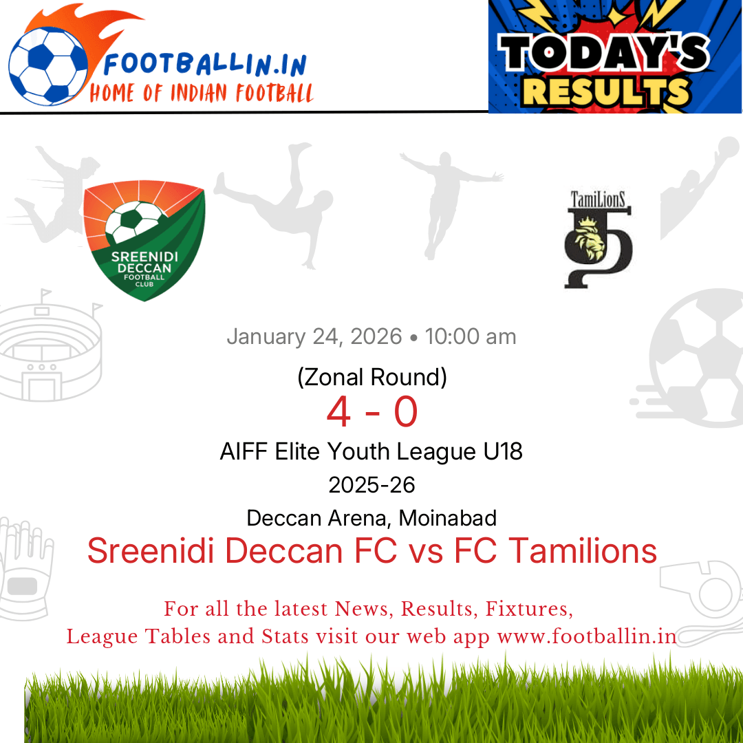 🏆 Sreenidi Deccan FC routed FC Tamilions 4-0 | Results, Fixtures, Stats ...