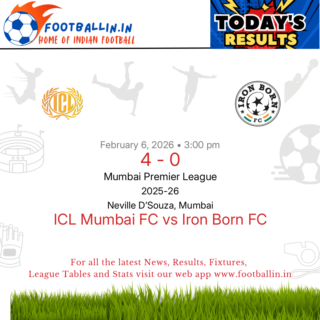 💥 ICL Mumbai FC demolished Iron Born FC 4-0 | Results, Fixtures, Stats ...