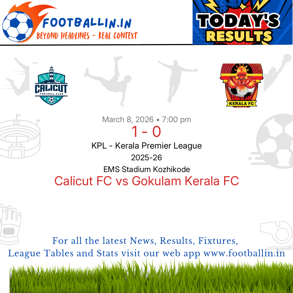 😤 Calicut FC grinded down Gokulam Kerala FC 1-0 | Results, Fixtures ...